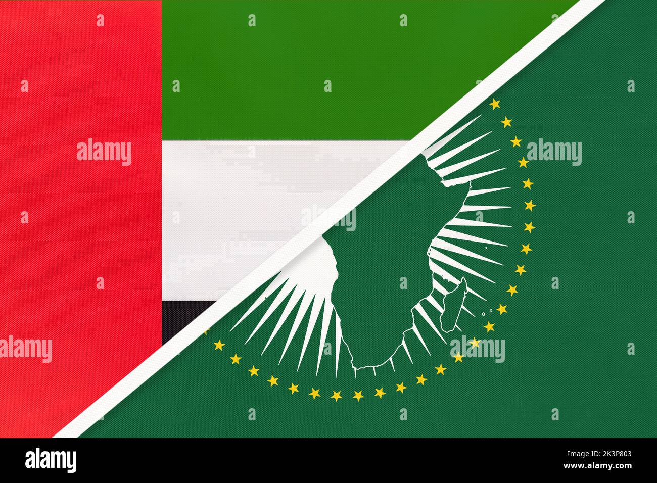 African Union and United Arab Emirates or UAE, national flag from ...
