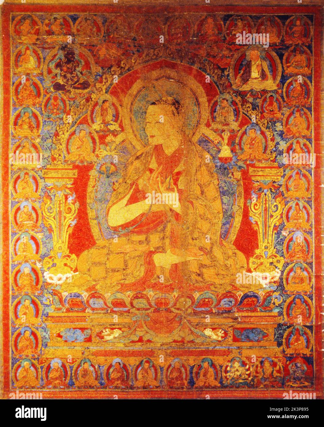 Thangka, Tibetan Buddhist painting, 16th century, Red Hat Hierarch ...