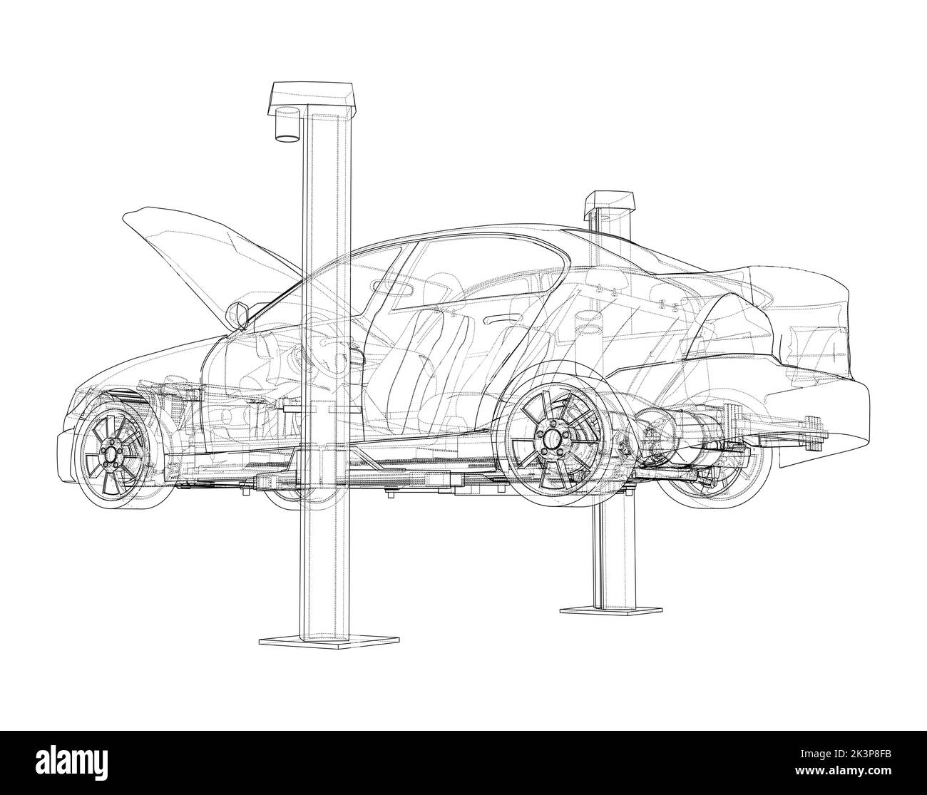 Car lift stand tower with car. Vector Stock Vector Image & Art - Alamy