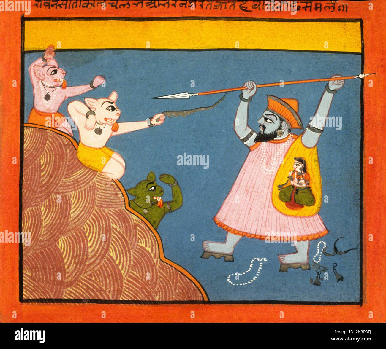 India: Malwa, Circa 1725, Folk style Ravana abducts Sita Stock Photo ...