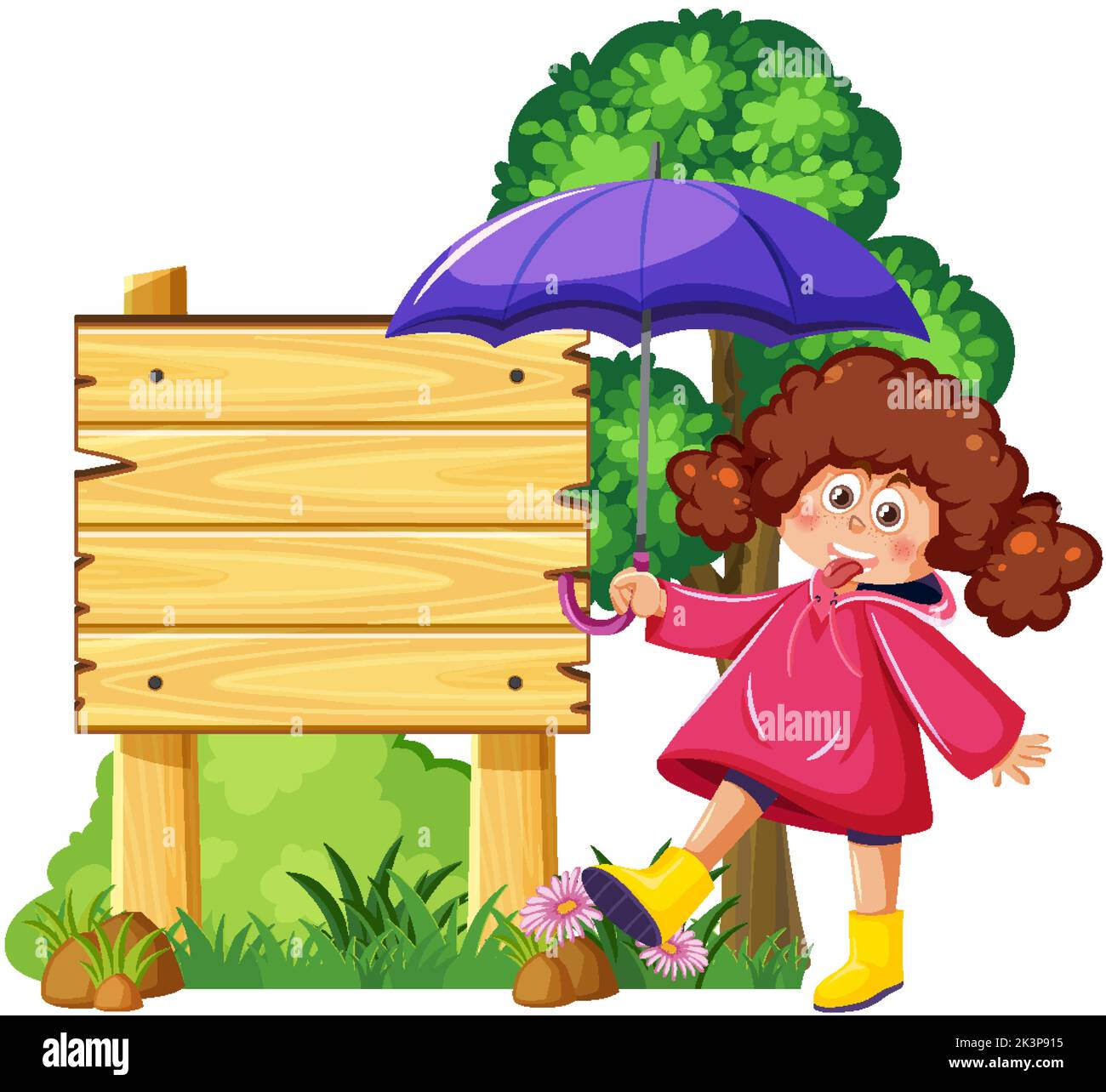 Empty board template with cartoon character illustration Stock Vector ...