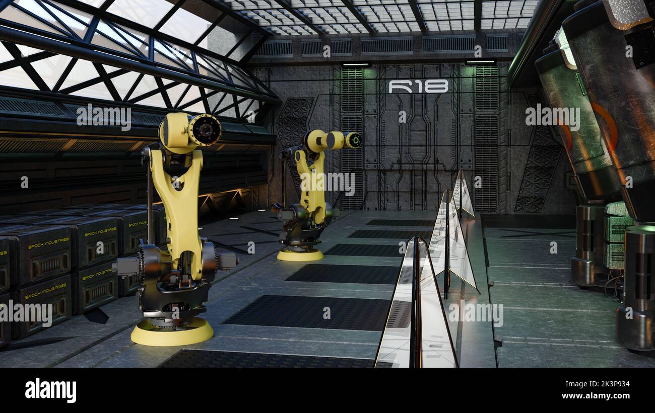 3D rendered science fiction reactor interior scene in spaceship Stock ...