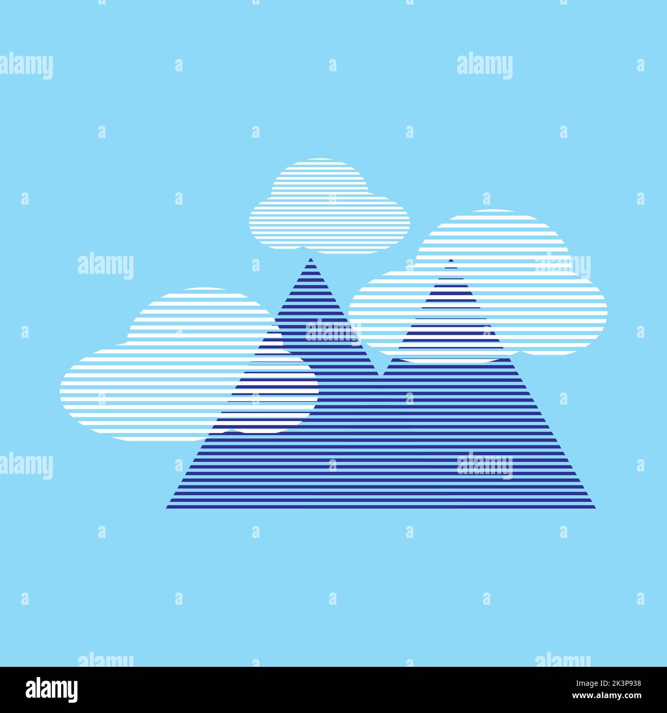 Illustration of clouds and mountains. Symbols, signs, design elements ...