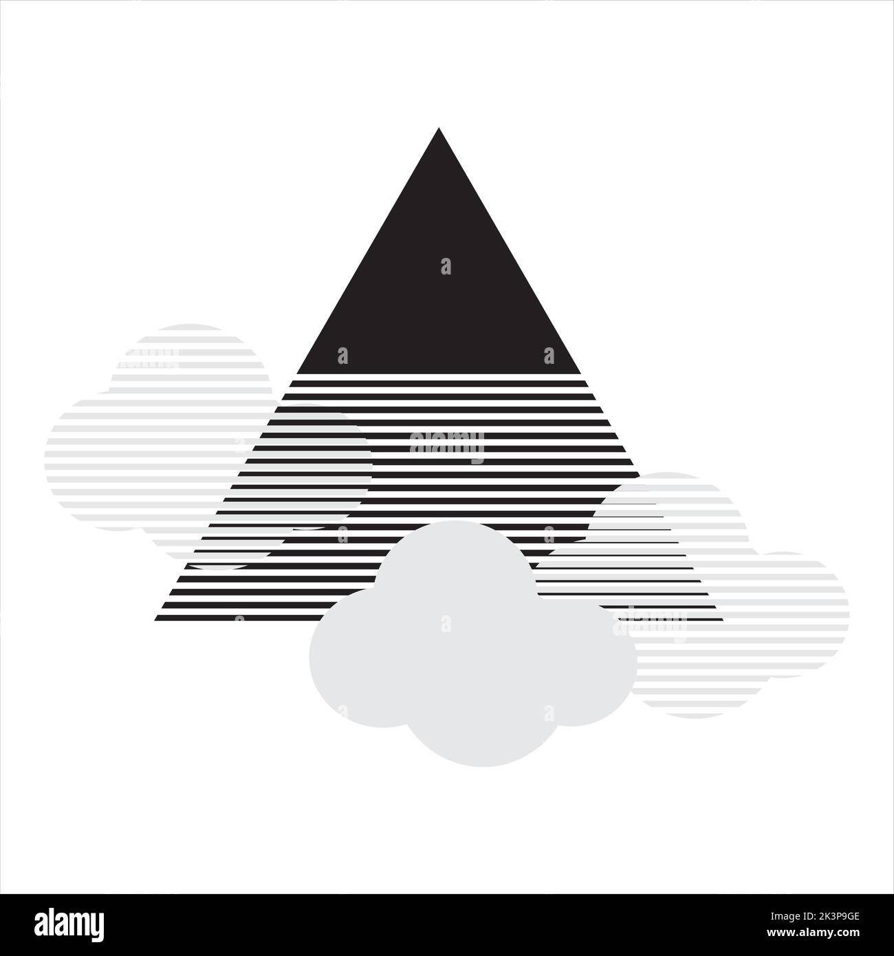 Illustration of clouds and mountains. Symbols, signs, design elements ...