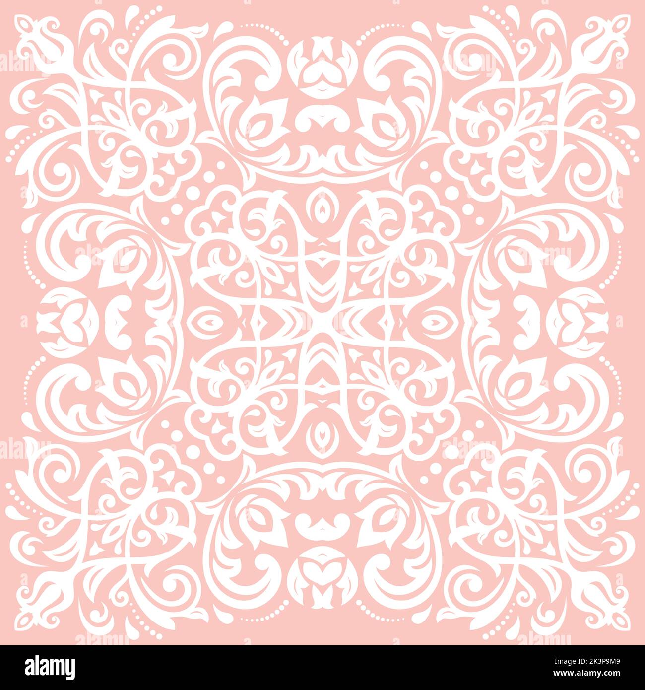 Elegant vintage vector ornament in classic style. Abstract pink and ...