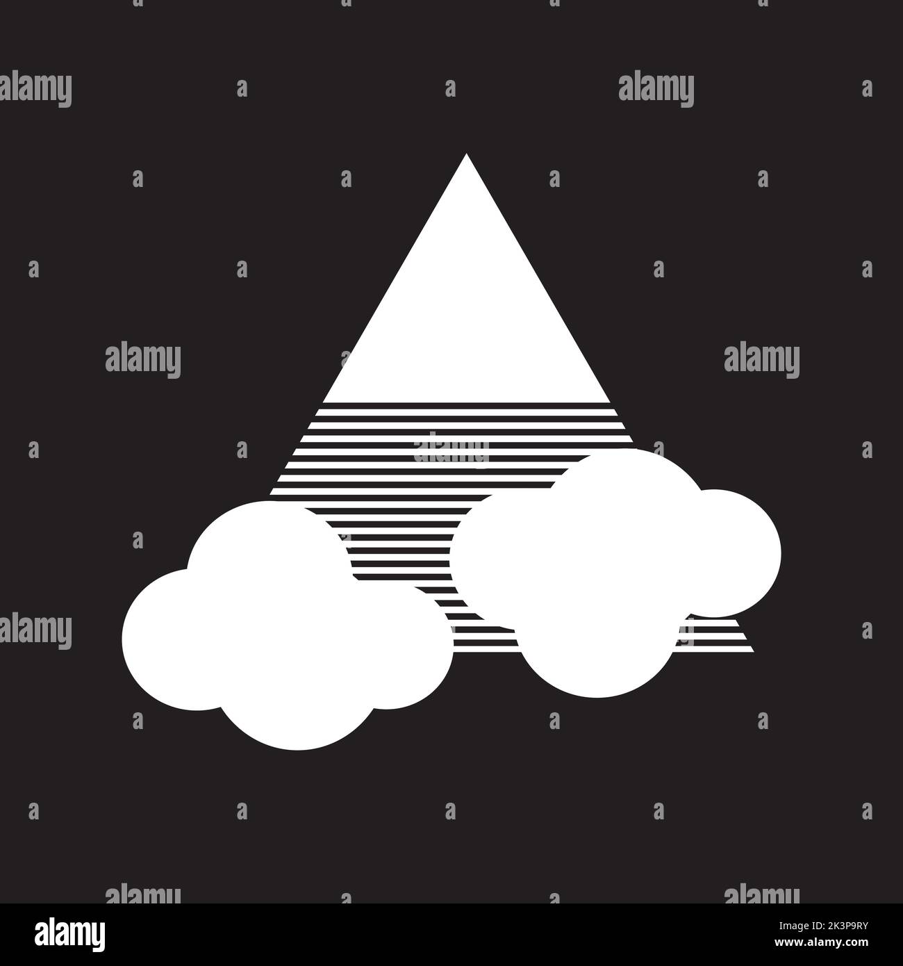 Illustration of clouds and mountains. Symbols, signs, design elements ...