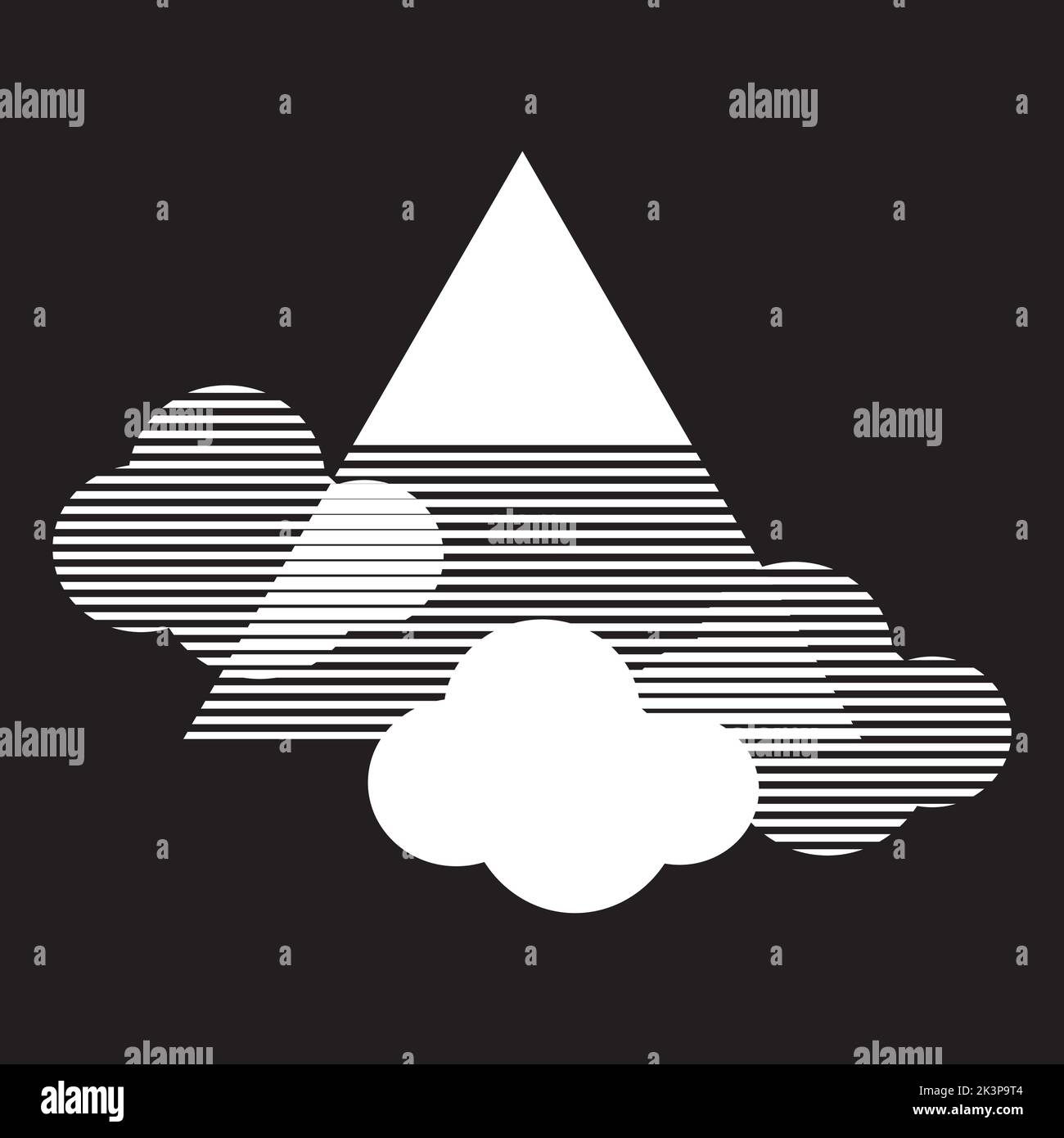Illustration of clouds and mountains. Symbols, signs, design elements ...