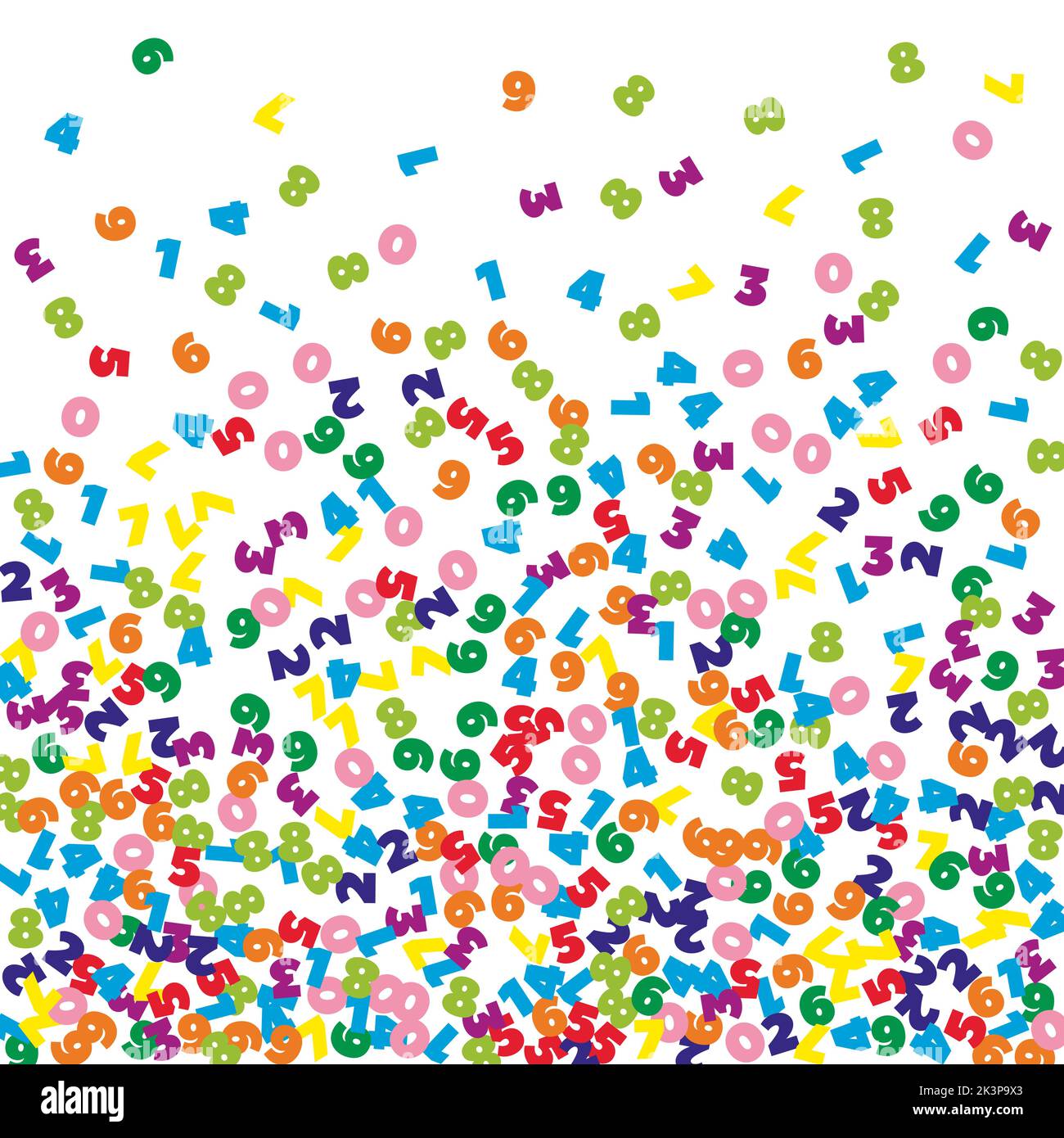 Falling colorful numbers. Math study concept with flying digits. Mind ...