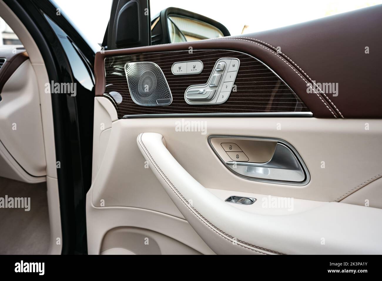 Front handle door panel with buttons of a luxury car Stock Photo - Alamy