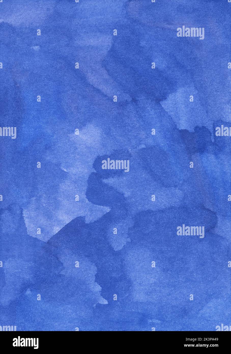 Watercolor calm azure blue background painting. Brush strokes on paper ...