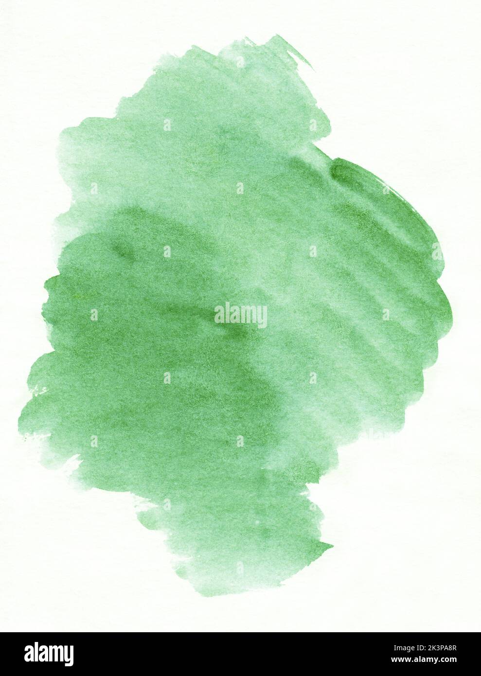 Watercolor green spot on white background with space for text. Stains ...
