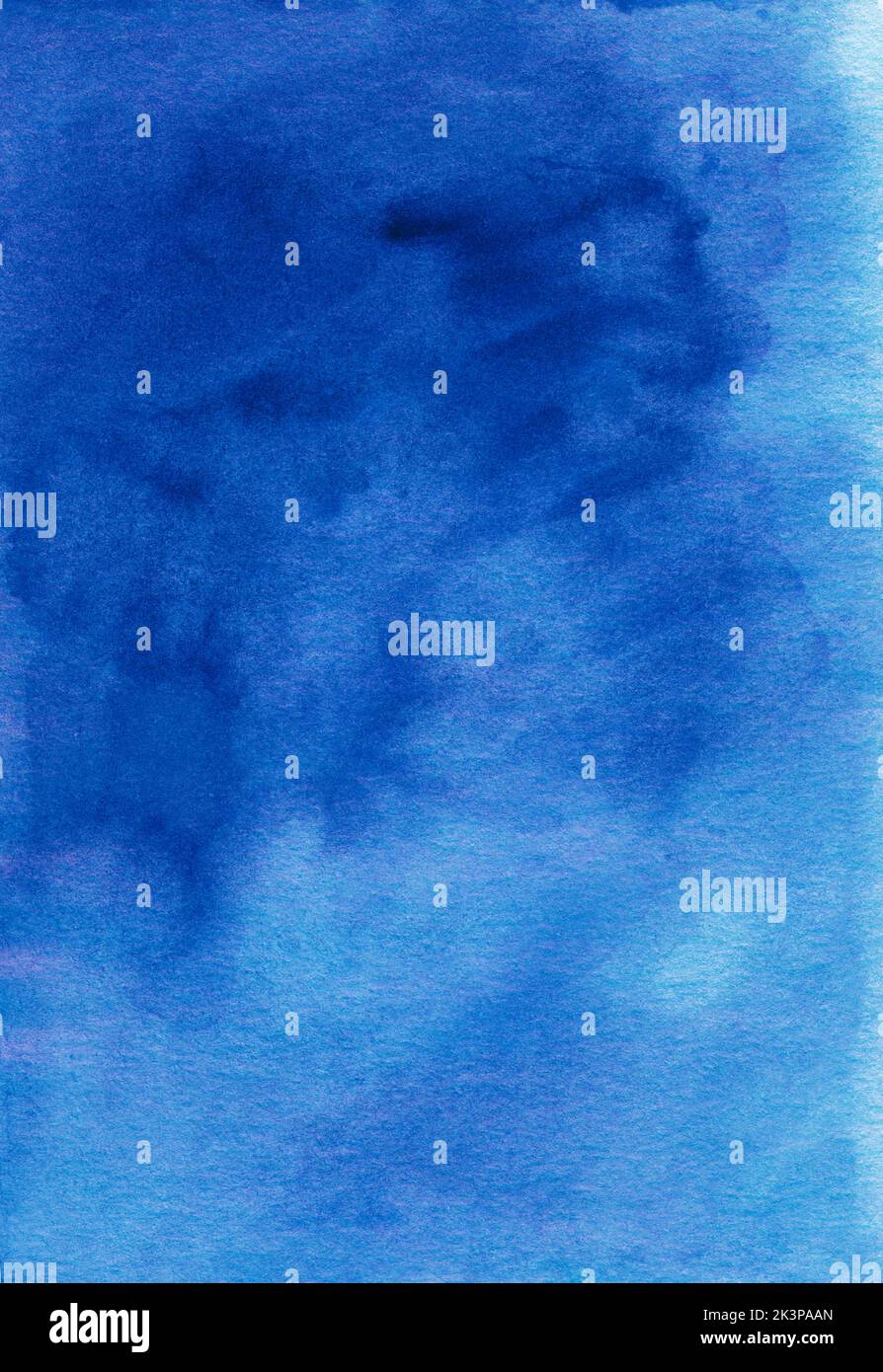 Watercolor deep ocean blue liquid background painting. Hand painted ...