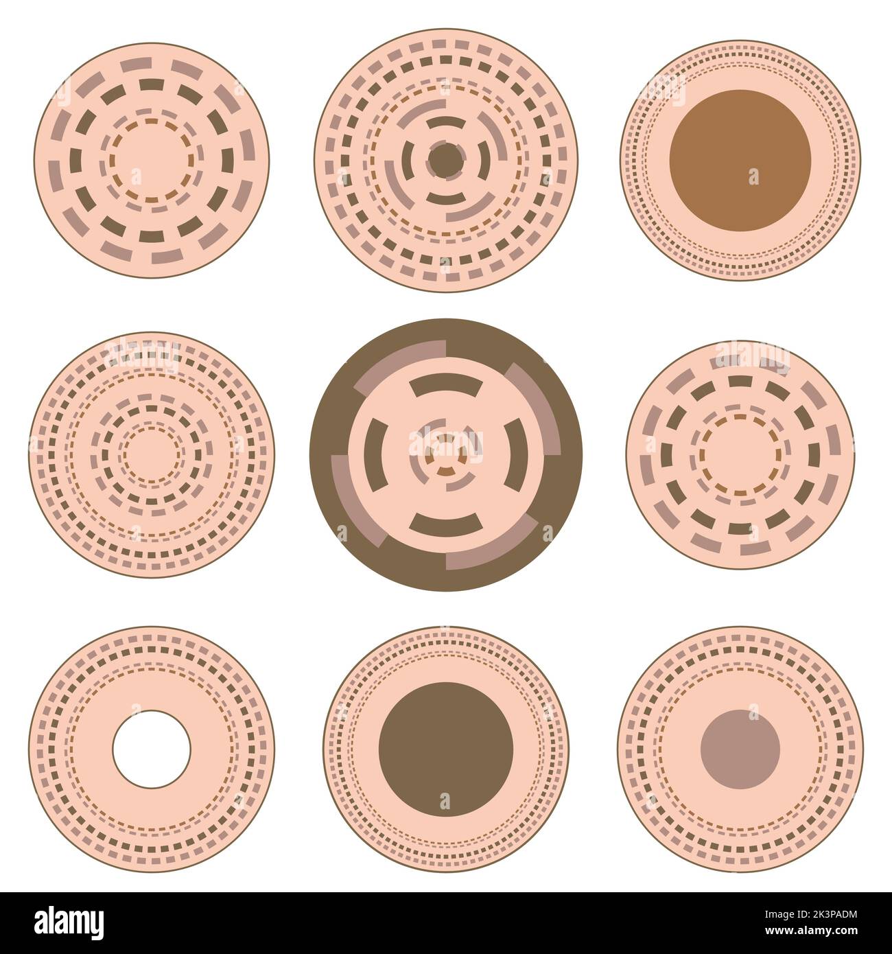 Geometric aboriginal art icon. Ethnic tribal rounded ornament. Afican, australian motiph. Dots ...