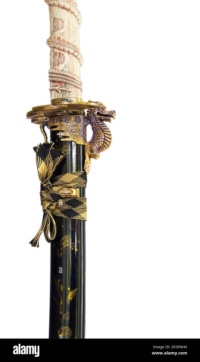 Japanese Samurai Sword on white background with clipping path Stock ...