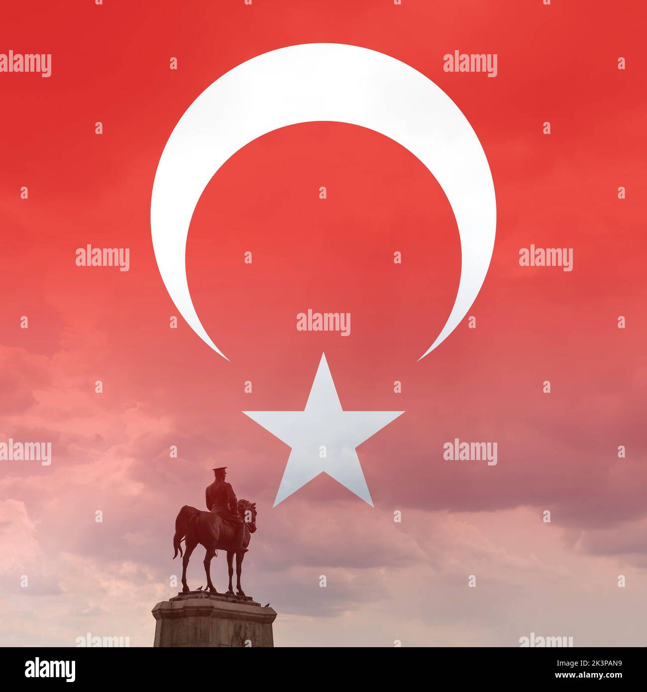 Turkish Flag with Ataturk monument. Turkish national holidays. 29 ekim ...