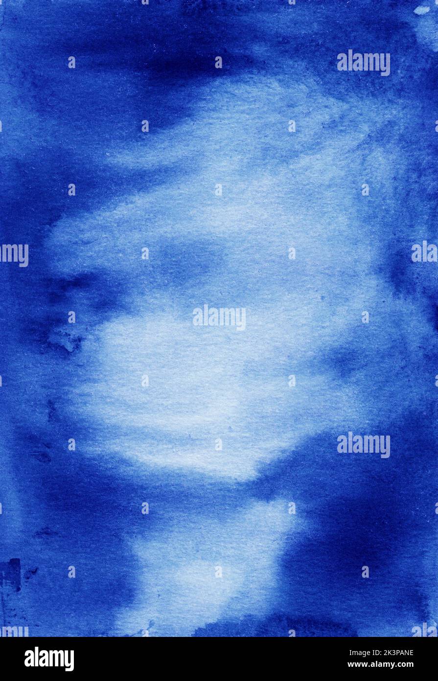 Watercolor dark blue and white background texture with space for text ...