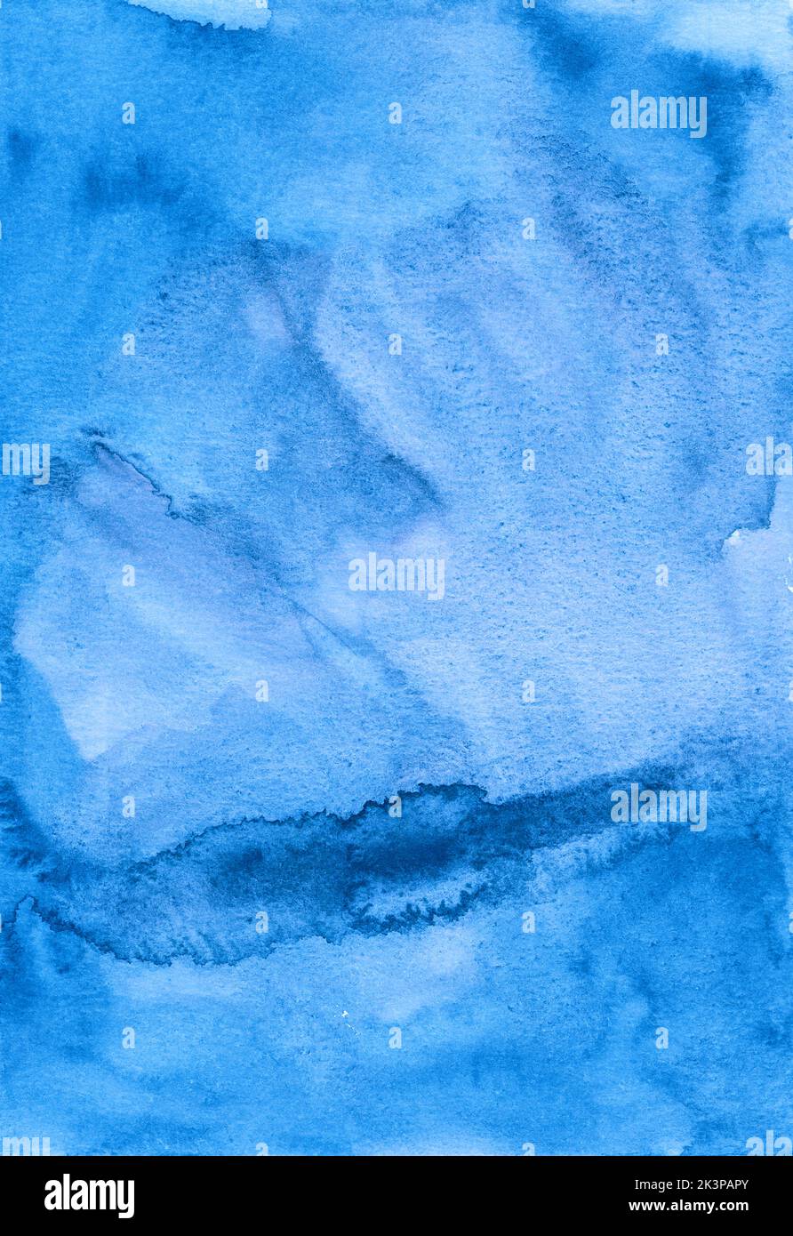 Watercolor calm azure blue background painting. Sky blue artistic ...