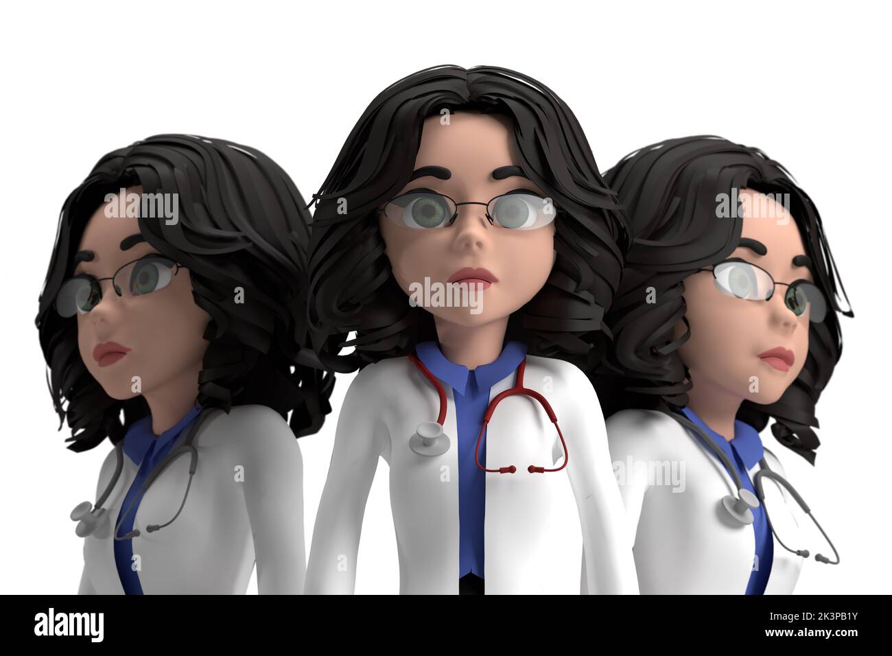 3d illustration. Three female doctors on a white background Stock Photo ...