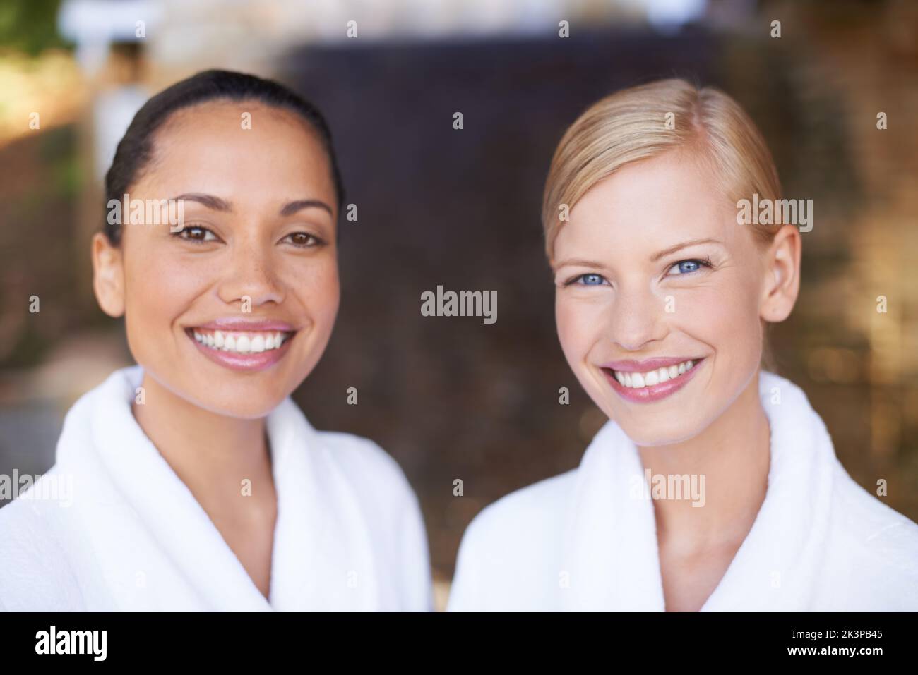 Ready to be pampered. Cropped portrait of two friends enjoying a spa ...