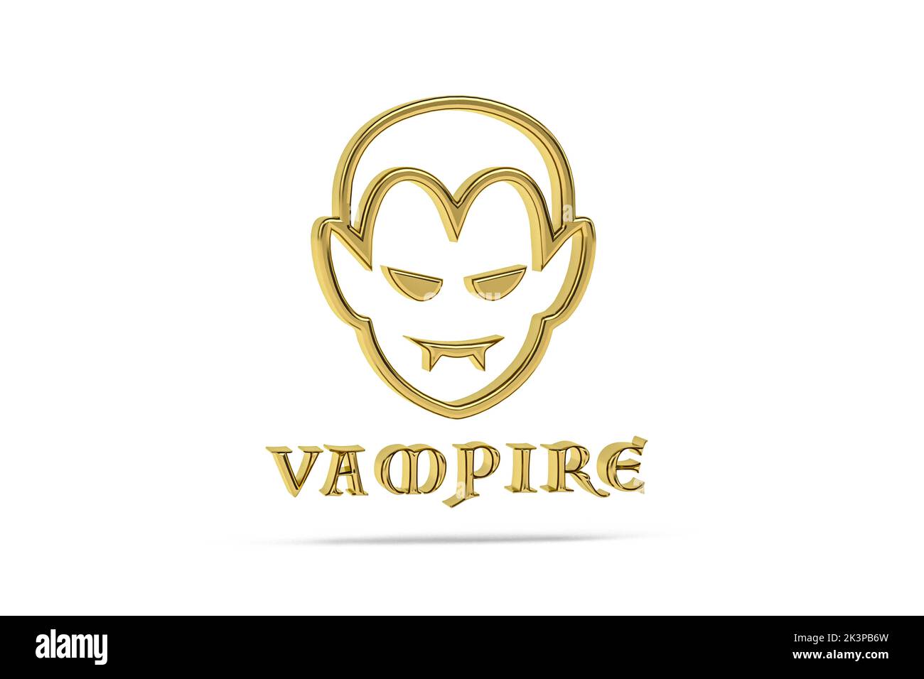 Golden 3d vampire icon isolated on white background - 3d render Stock ...