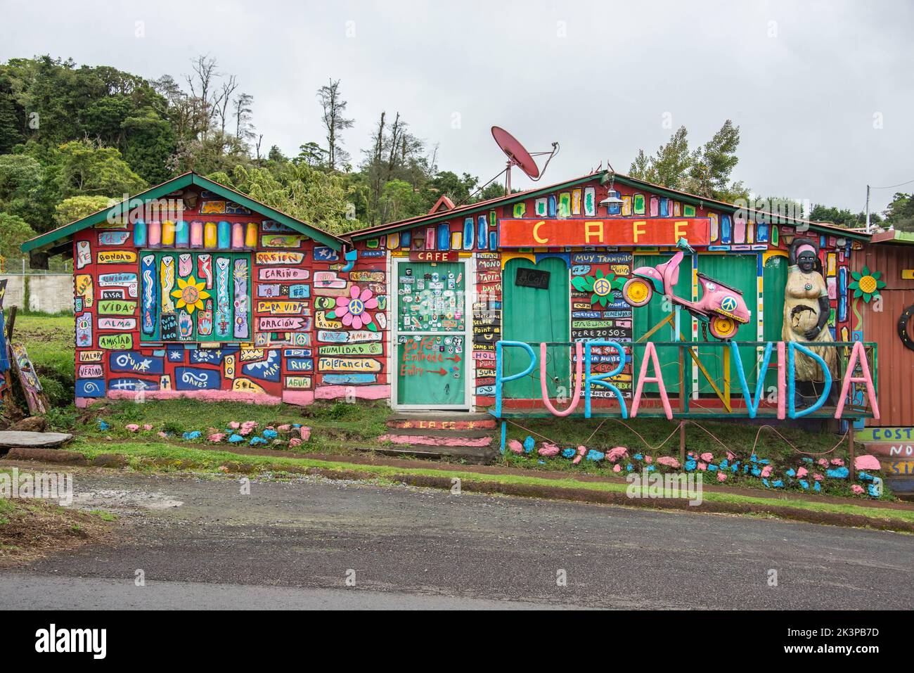 Cafe Pura Vida by the roadside, Poas, San Ignacio, Costa Rica Stock ...
