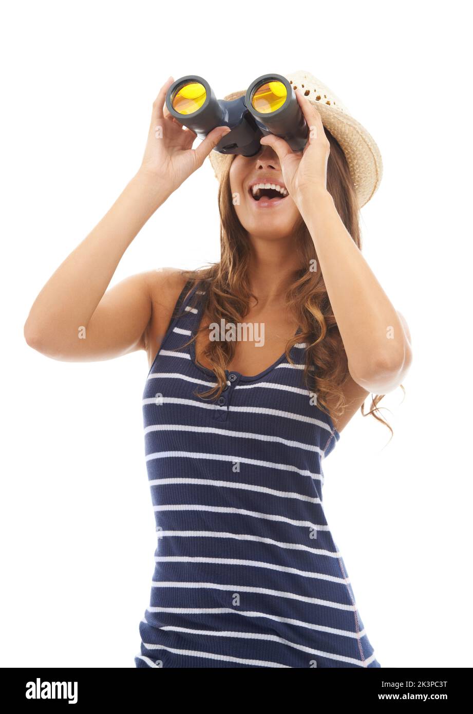 Whats that over there. A gorgeous young woman looking at something ...