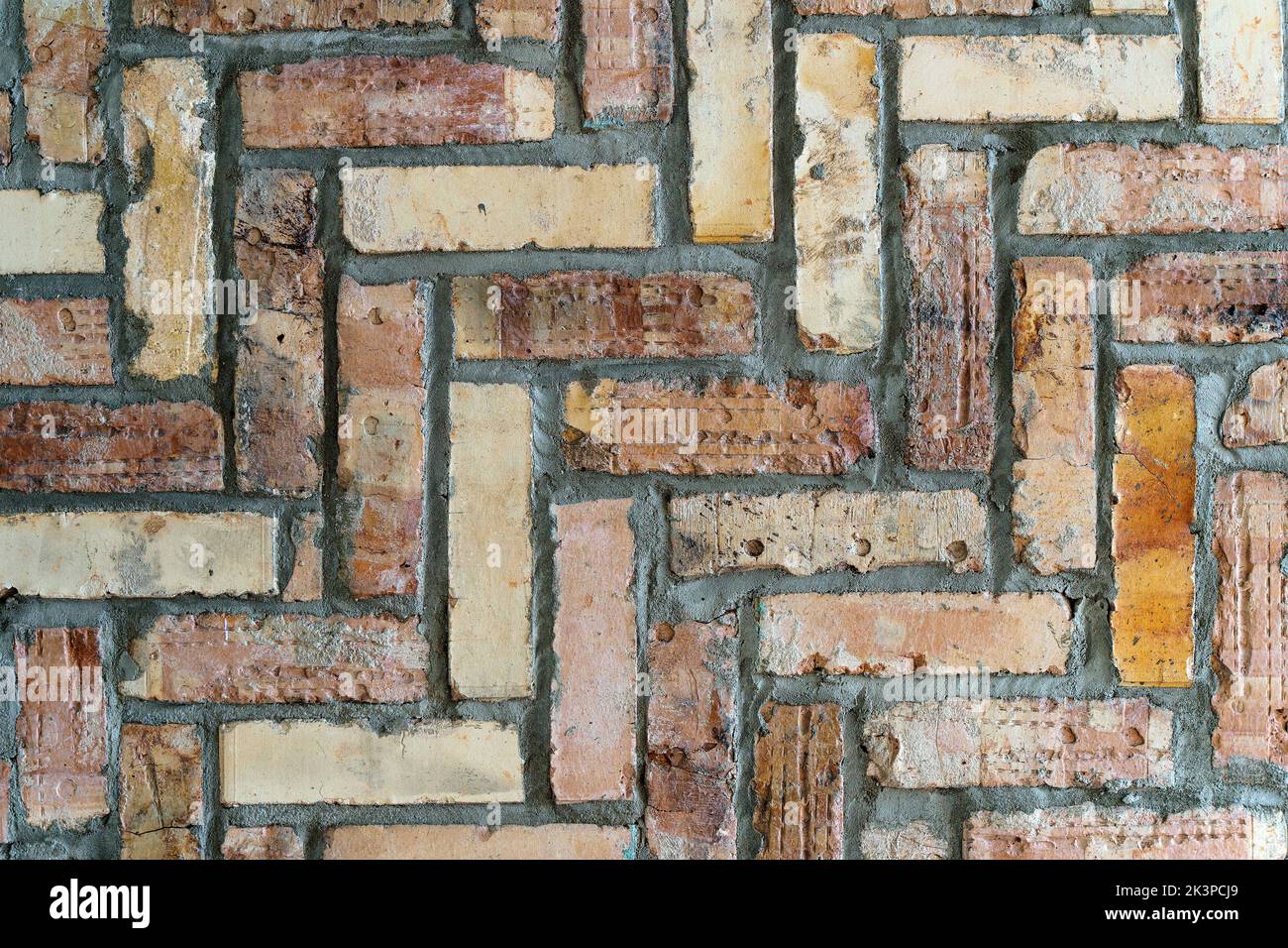 Brick wall background. Old vintage colored rustic brickwork backdrop ...