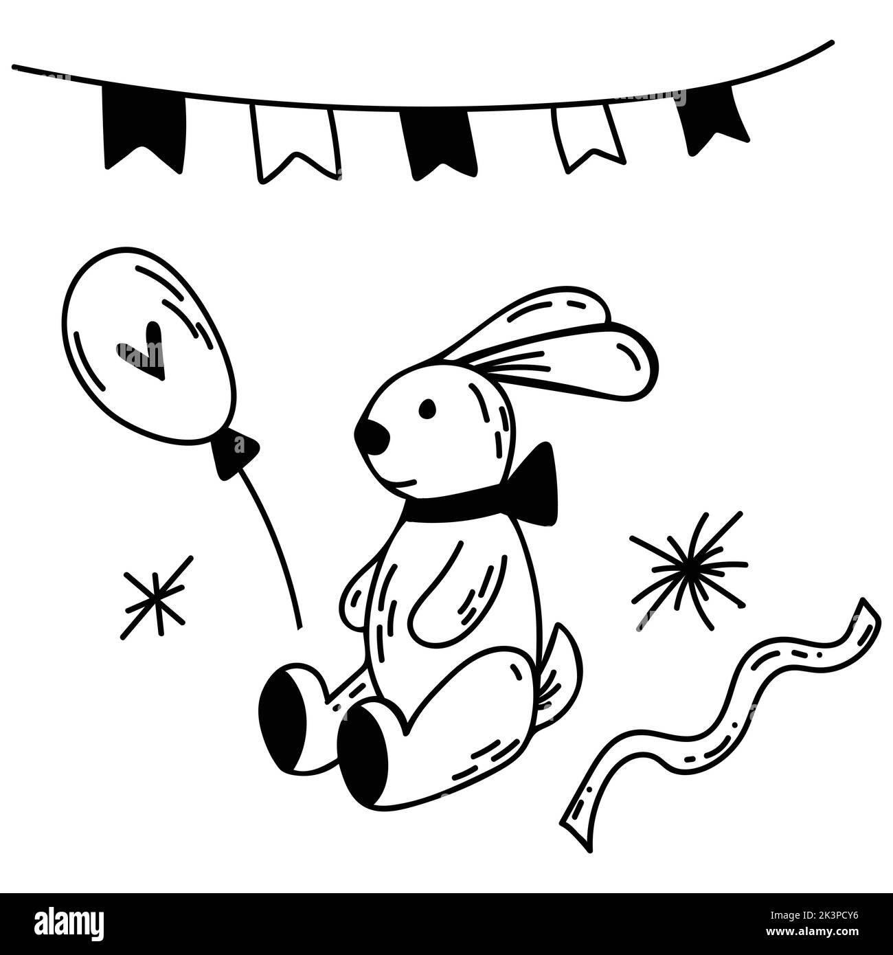 Vector doodle birthday set of elements. Hand-drawn party illustration ...