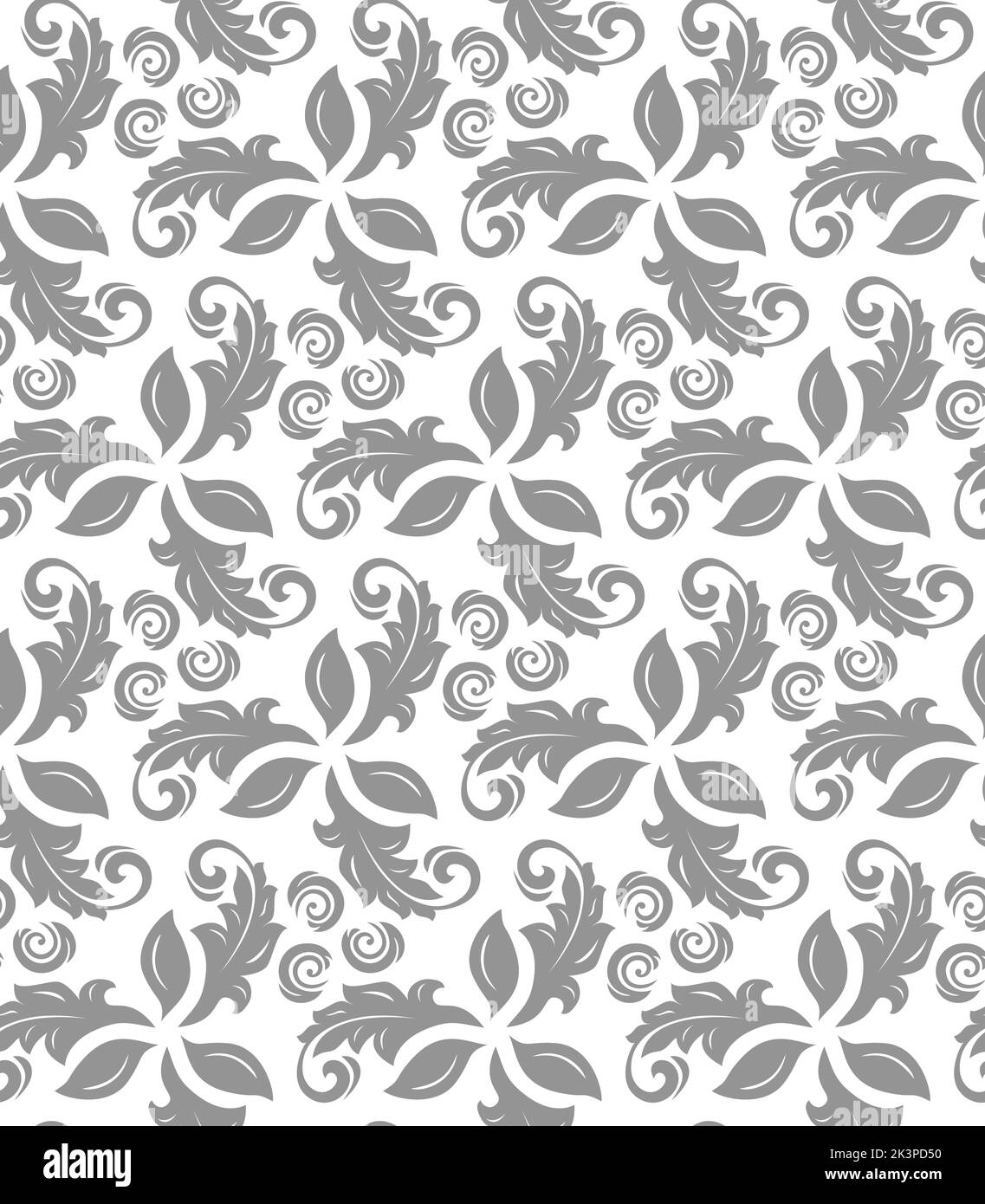 Floral vector gray and white ornament. Seamless abstract classic ...
