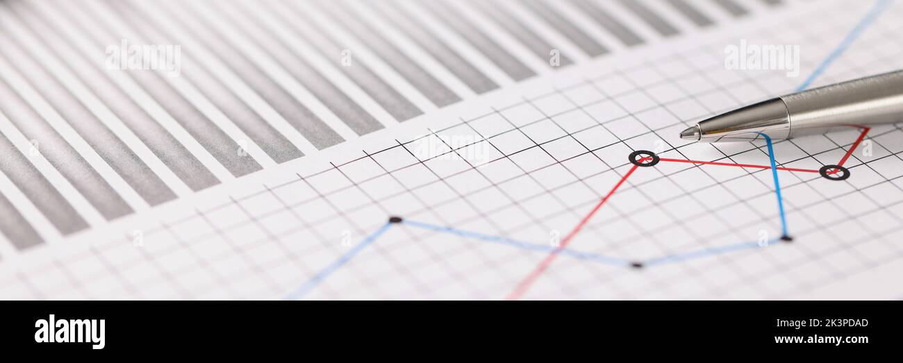 Business document with some graphic on it, blue and red lines in ...