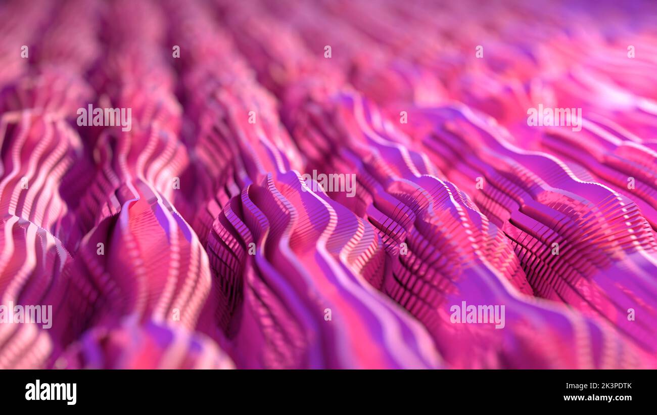 3D rendering of abstract geometric surface resembling wavy, turbulent ...
