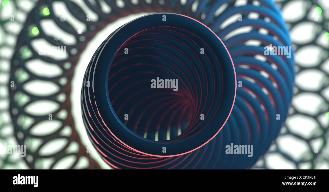 3d Rendering Of Sequence Of Circular Objects In Spiral Pattern