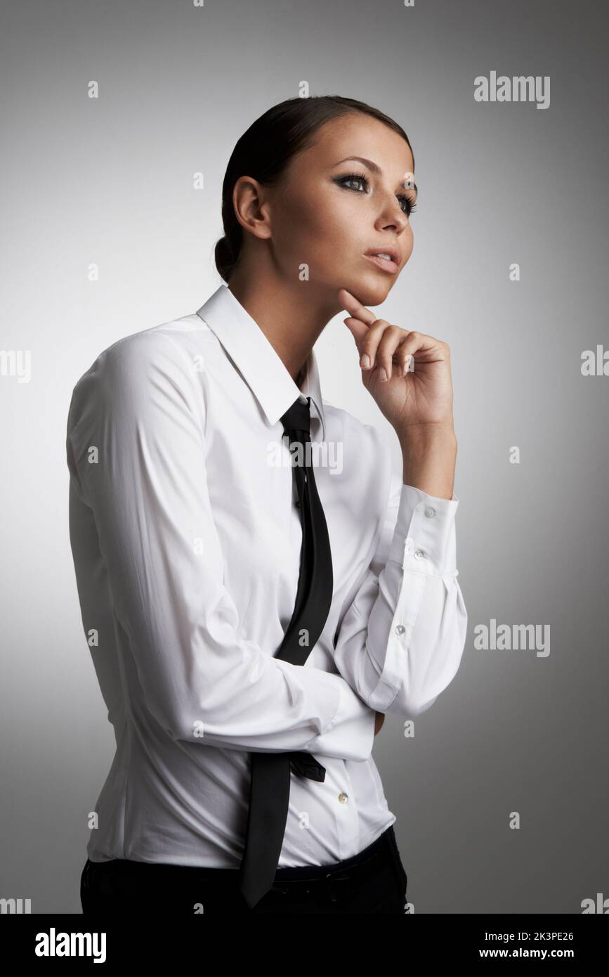 Looking away standing confidence fashion model elegance hi-res stock ...