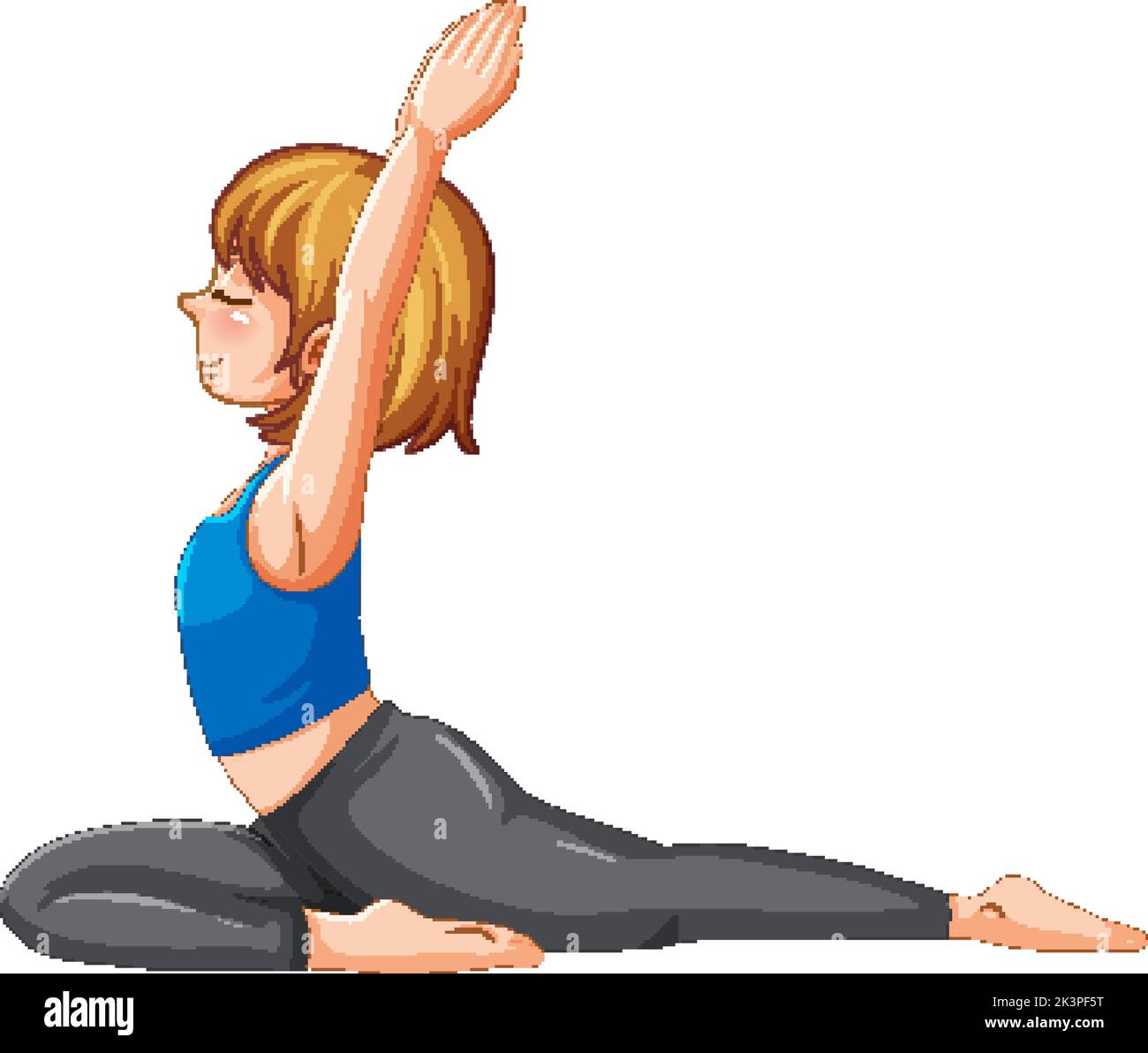 A girl doing yoga cartoon character illustration Stock Vector Image ...