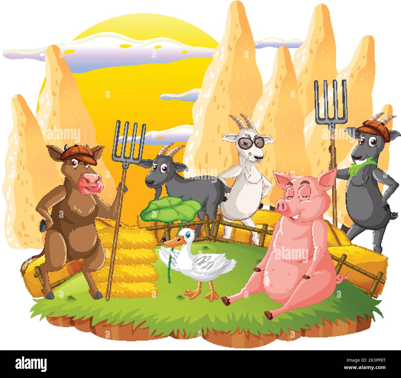 Happy animals in farm cartoon illustration Stock Vector Image & Art - Alamy