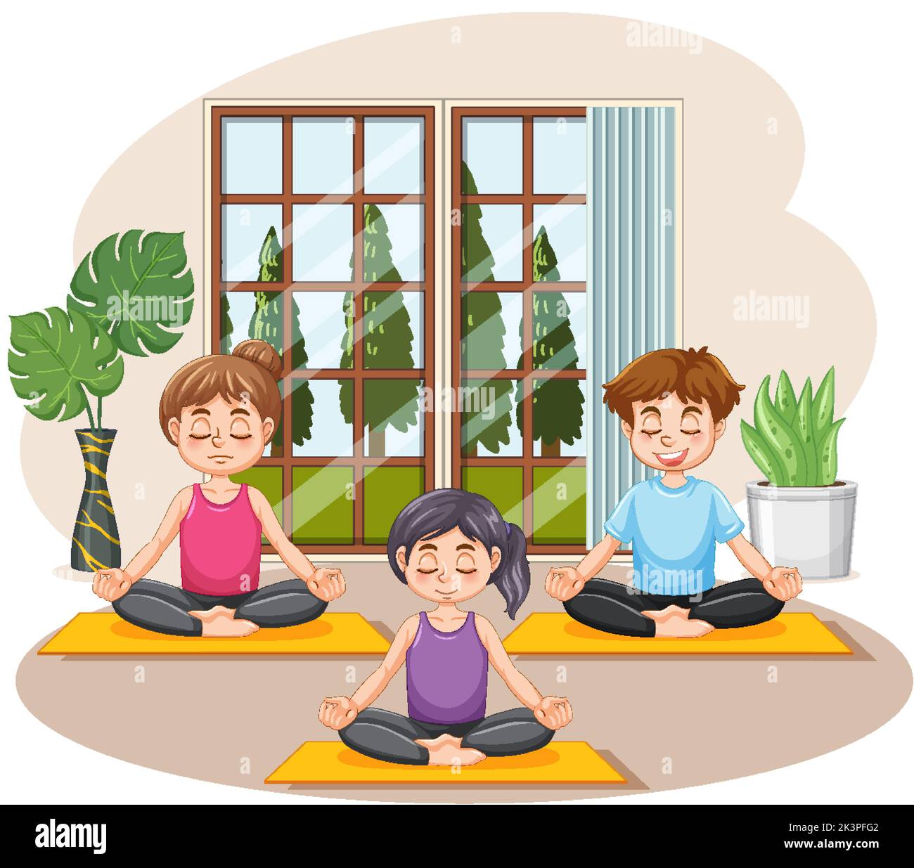 Group of people practicing yoga illustration Stock Vector Image & Art ...