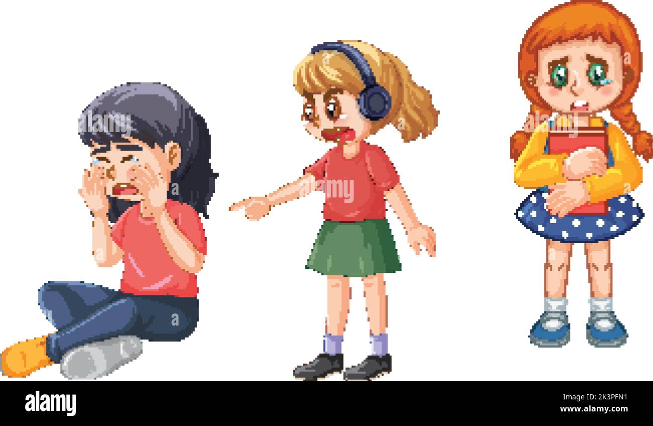 Bullying kids cartoon character vector illustration Stock Vector Image ...