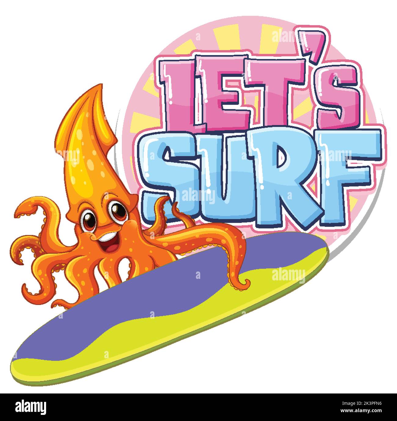 Lets surf word with squid cartoon illustration Stock Vector Image & Art ... Lets surf word with squid cartoon illustration Stock Vector Image & Art ...
