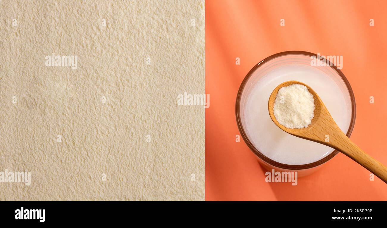 Powdered milk mix in the glass with water Stock Photo - Alamy