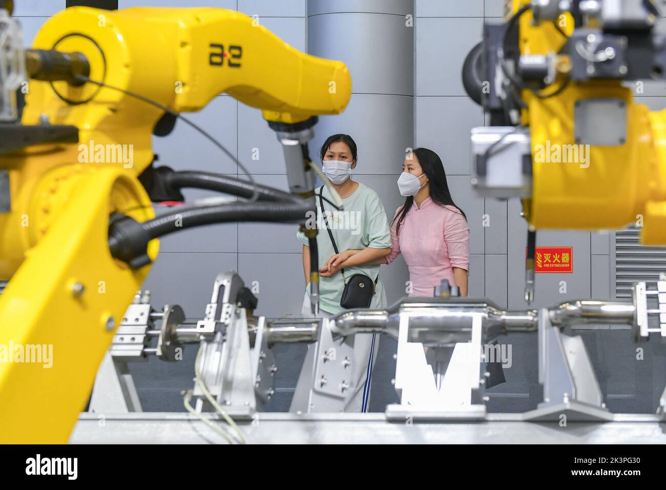 HEFEI, CHINA - SEPTEMBER 21, 2022 - Visitors visit an arc welding ...