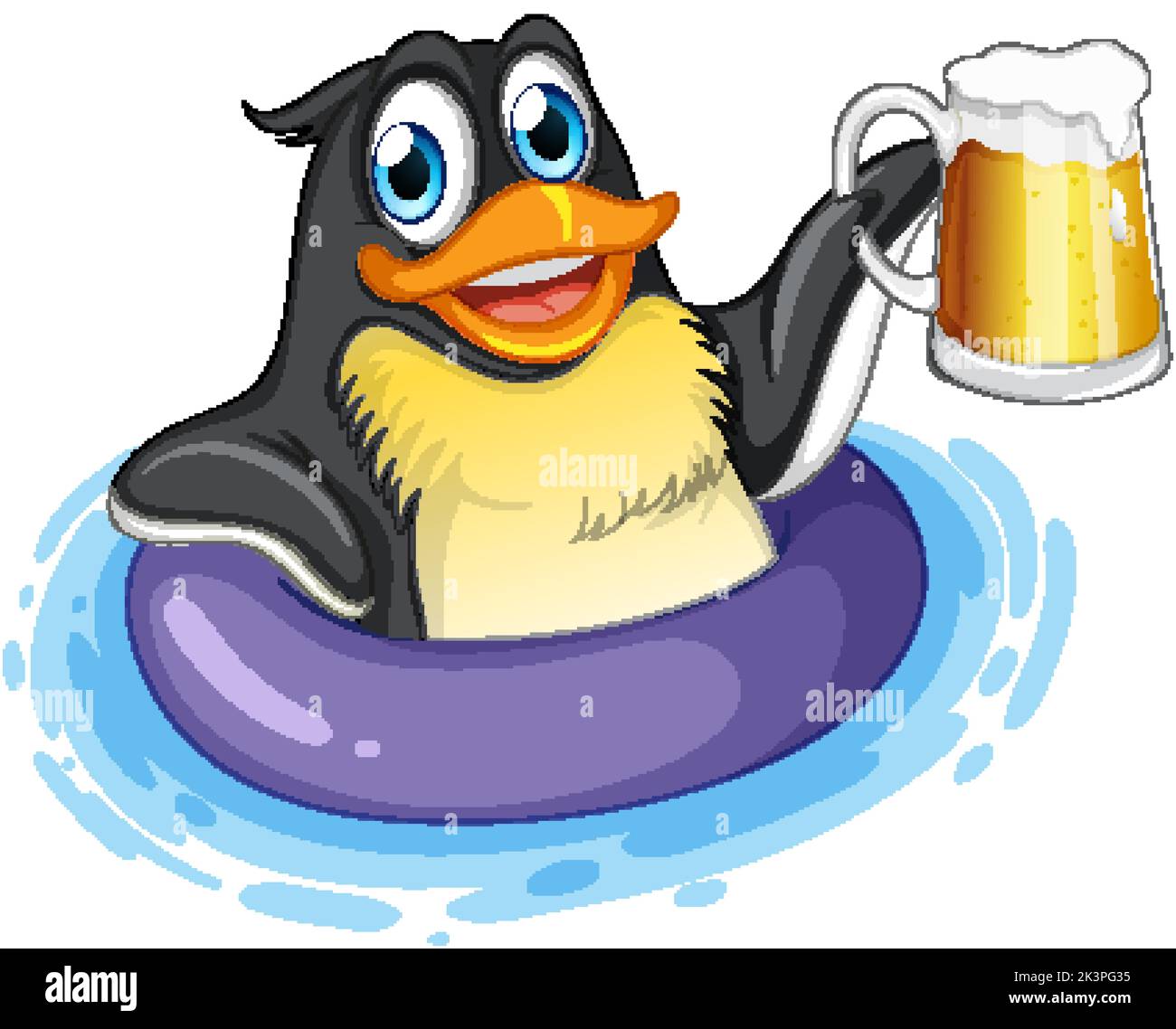 Cute penguin cartoon character drinking beer illustration Stock Vector ...
