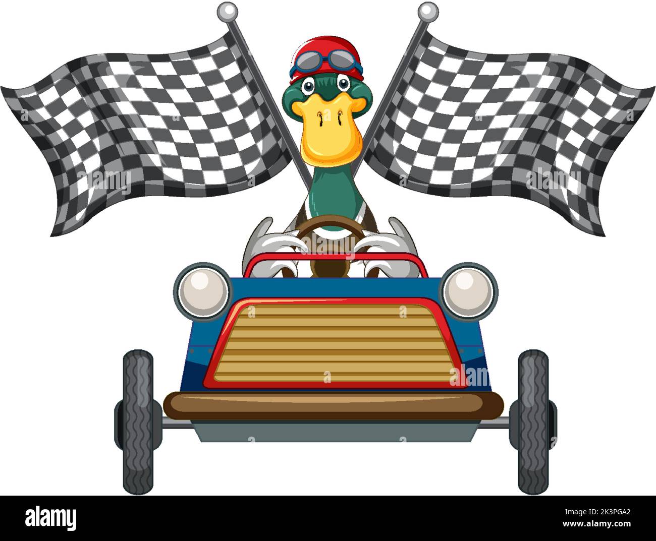 Soapbox derby with duck driving car illustration Stock Vector Image ...
