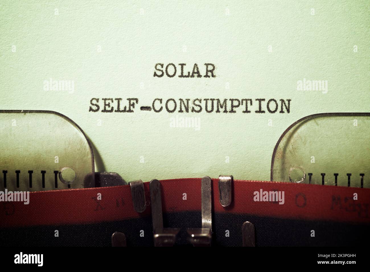 Solar self consumption text written with a typewriter Stock Photo - Alamy