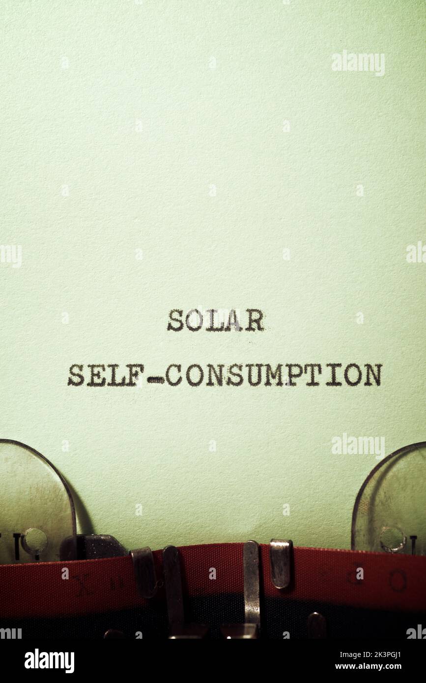 Solar self consumption text written with a typewriter Stock Photo - Alamy