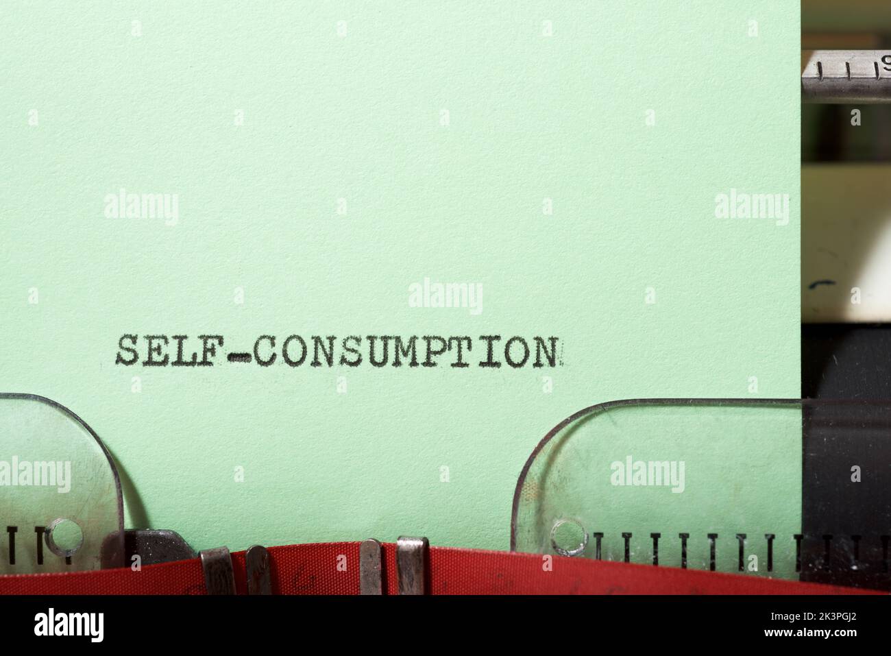 Self consumption text written with a typewriter Stock Photo - Alamy