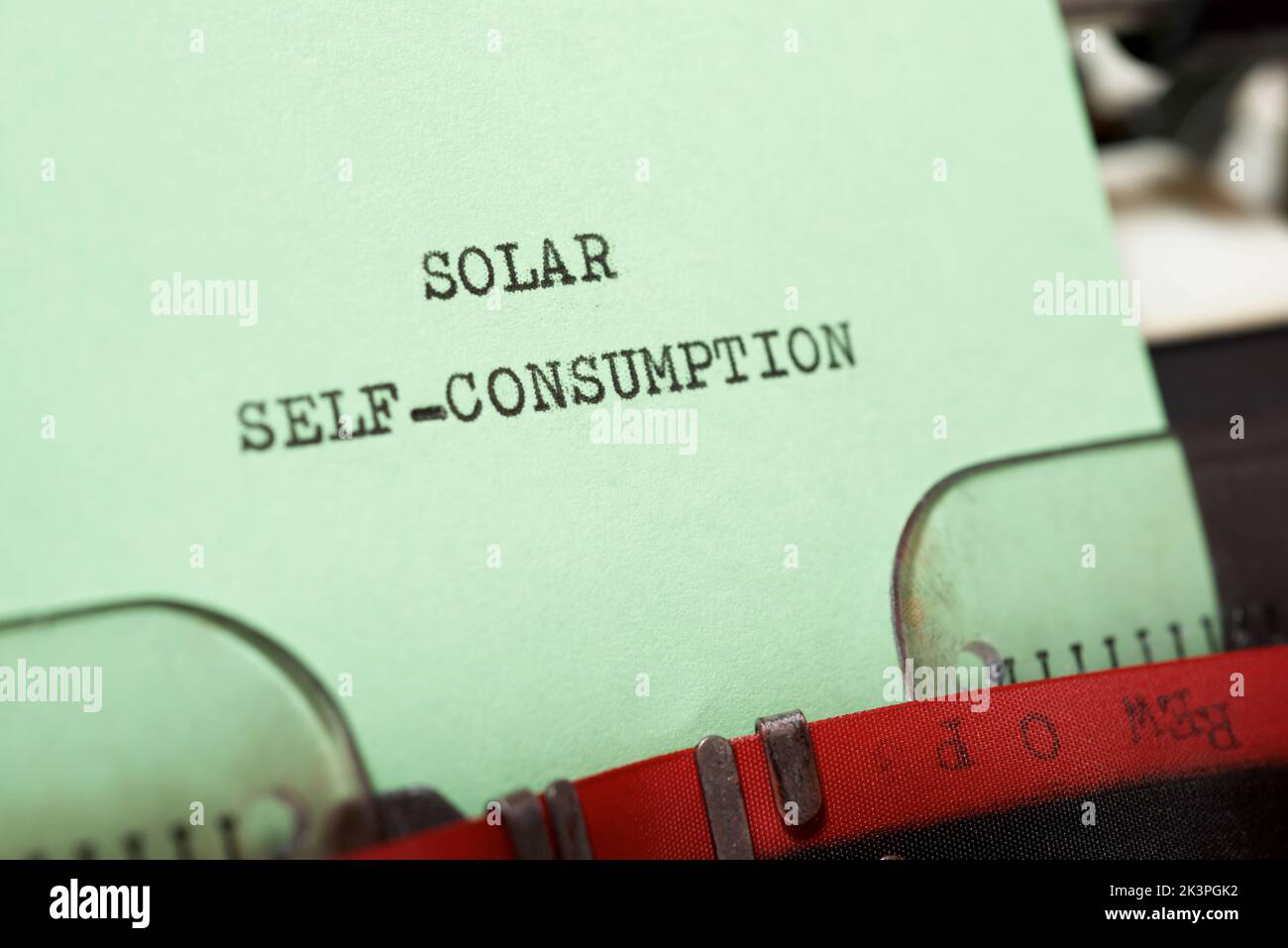 Solar self consumption text written with a typewriter Stock Photo - Alamy