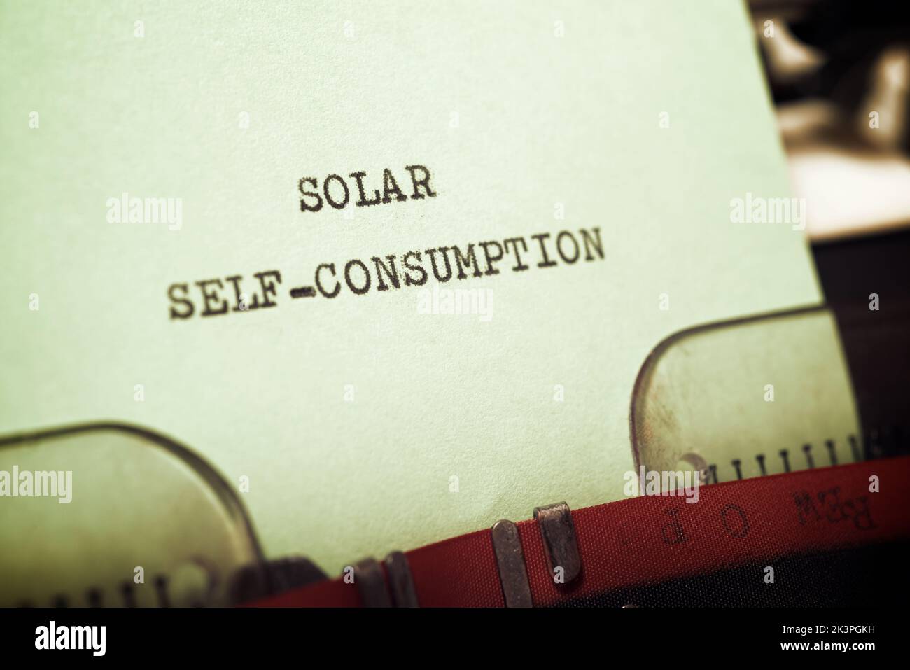 Solar self consumption text written with a typewriter Stock Photo - Alamy