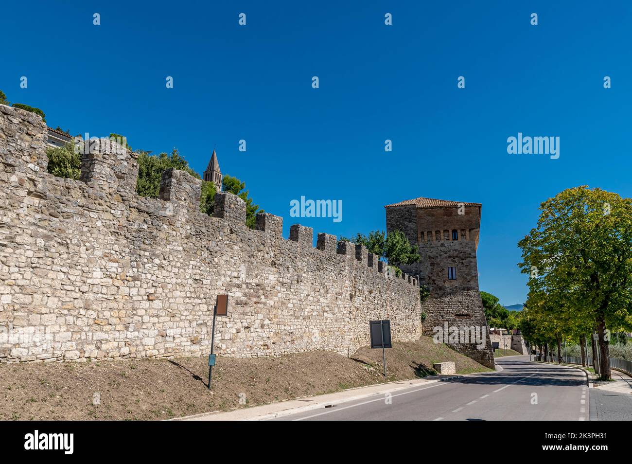 Ancient walls and ancient Caetani tower, Todi, Perugia, Italy Stock ...