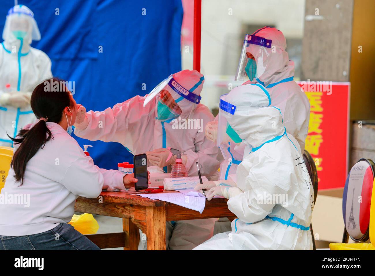WEINING, CHINA - SEPTEMBER 28, 2022 - Citizens get nucleic acid tests ...