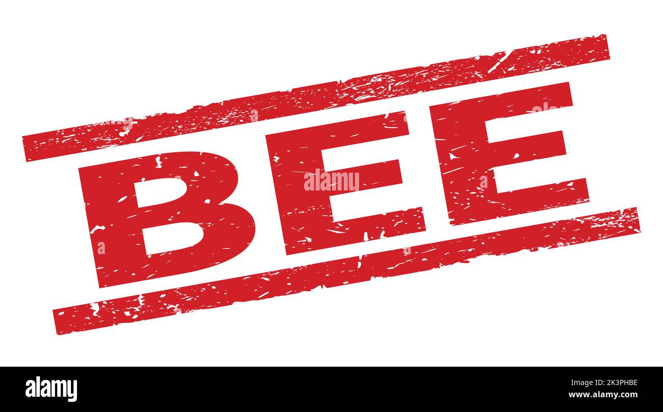 BEE text written on red rectangle stamp sign Stock Photo - Alamy